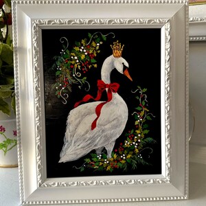 Christmas Swan Art Print by Susan Rios, Christmas Swan and Holly ...