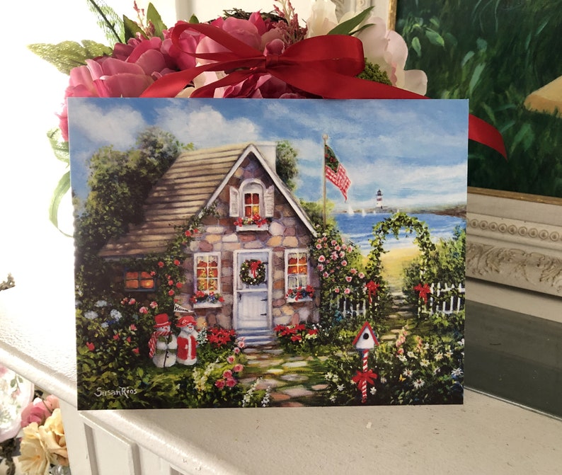 Christmas Cottage by Susan Rios Christmas Cottage by the Sea - Etsy