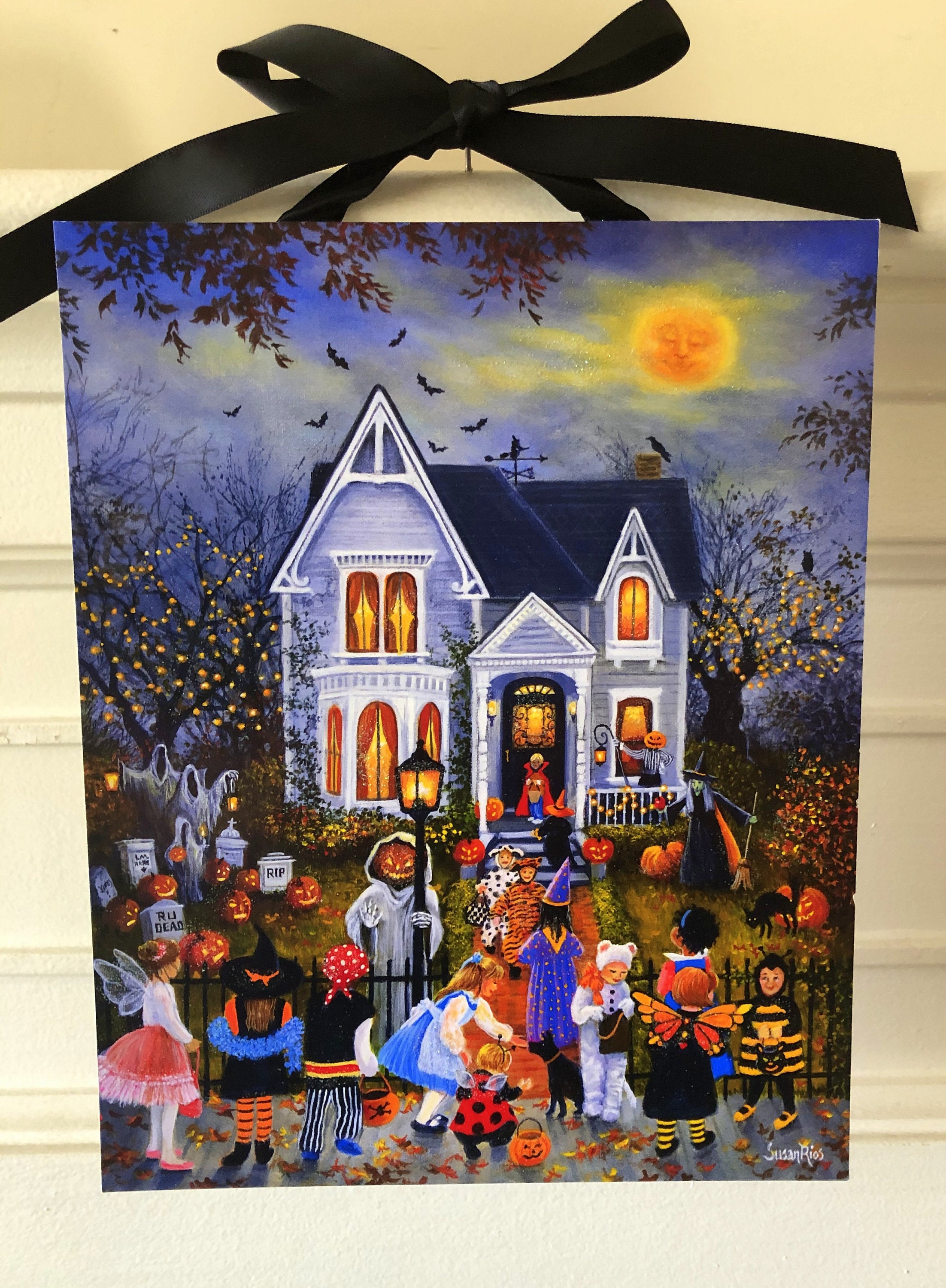 Halloween House Art Print Halloween Decor Halloween by Susan - Etsy
