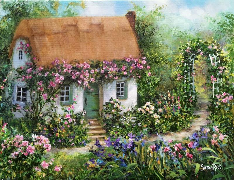Rose Covered Cottage Art Print: Floral Garden Trellis by Susan Rios - Etsy