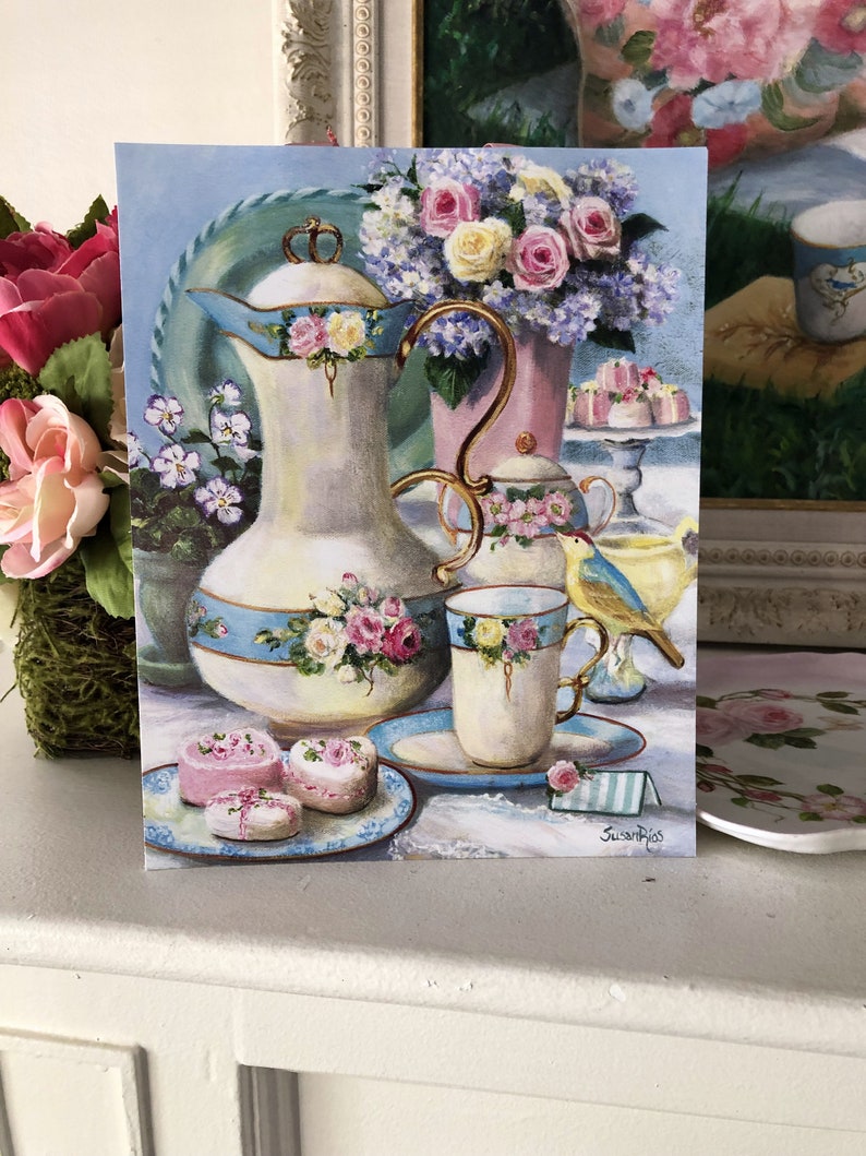 Vintage Tea Set Art Print by Susan Rios Floral Tea Set Print - Etsy