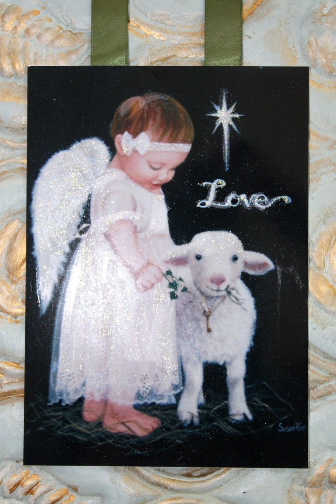 Small baby Angel Love 5x7 ORIGINAL Art Print W/hanging Ribbon - Etsy