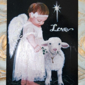 Small baby Angel Love 5x7 ORIGINAL Art Print W/hanging Ribbon - Etsy