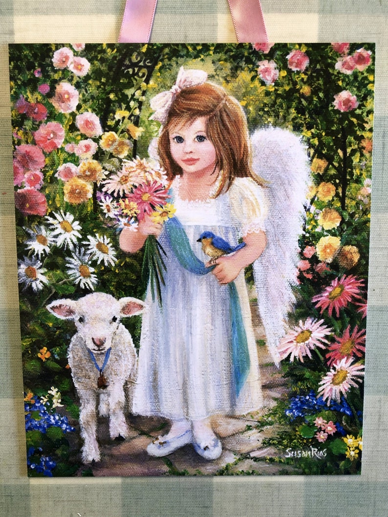 April Angel Art Print Springtime Angel Angel and Lamb - Etsy