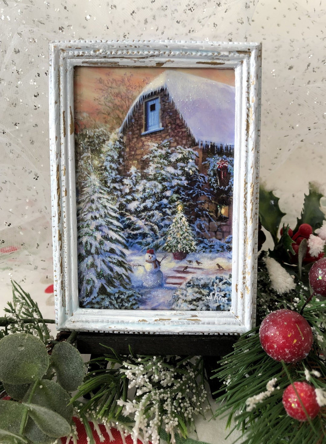 Miniature Christmas Scene by Susan Rios, Miniature Framed Christmas Art ...