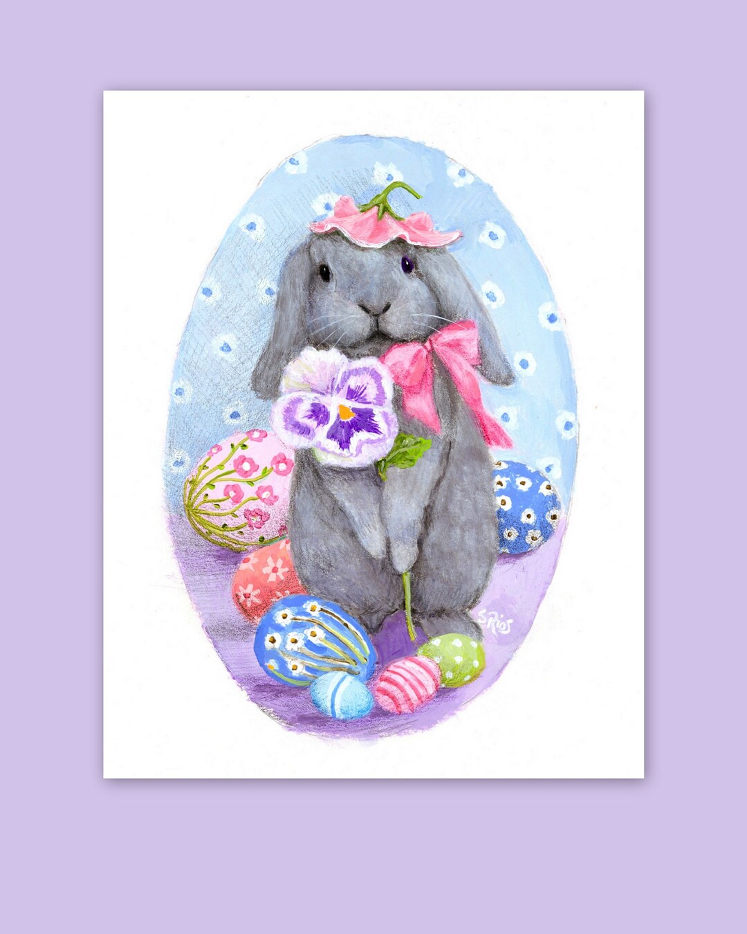 Easter Bunny Art, Easter Bunny With Pansy, Easter Bunny With Easter ...