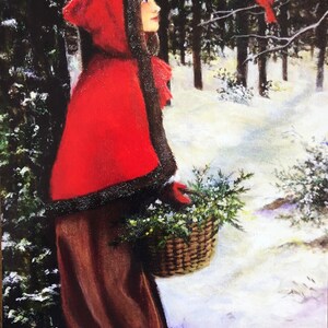 Cardinal Art Print, Red Cape and Red Cardinal Art Print, Winter Scene ...