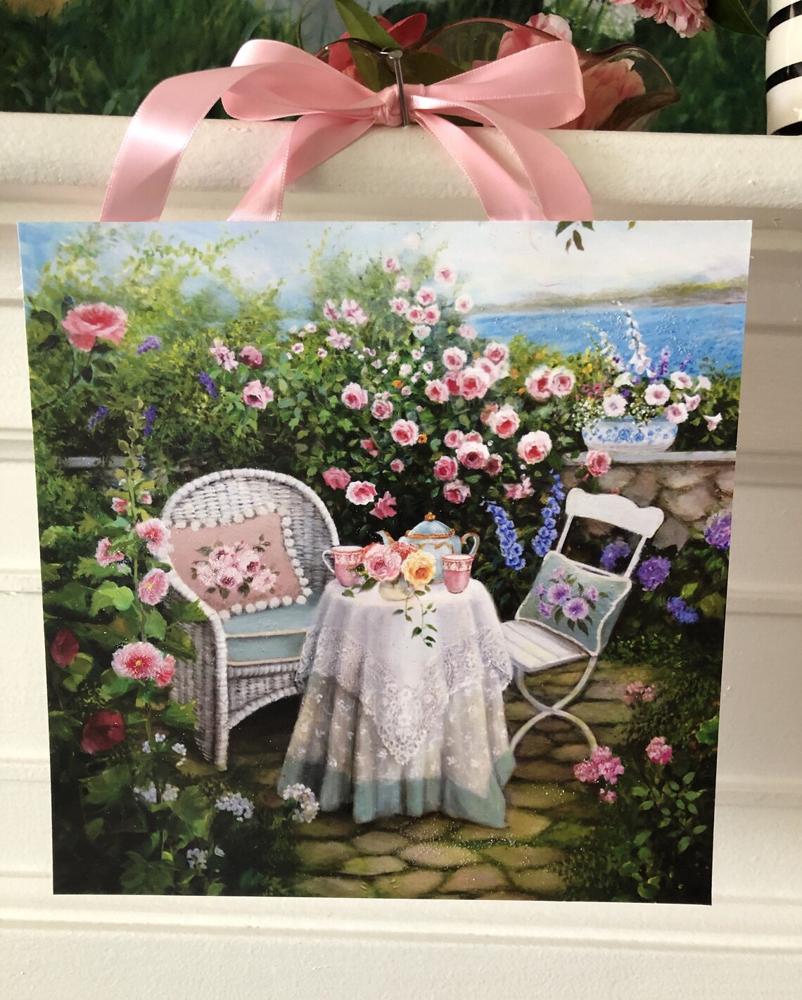 Seaside Tea Art Print by Susan Rios Tea With Pink Roses Tea - Etsy