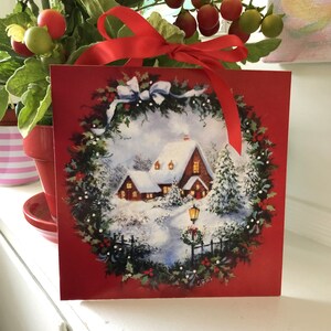 Christmas Cottage Art Print by Susan Rios, Christmas Wreath, Snowy ...