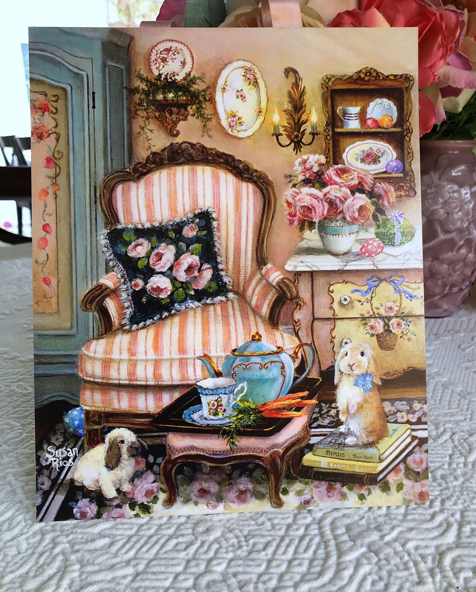 Easter Bunny Tea Art Print by Susan Rios French Decor With - Etsy