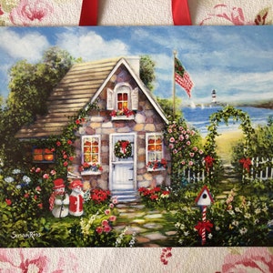 Christmas Cottage by Susan Rios, Christmas Cottage by the Sea, Seaside ...