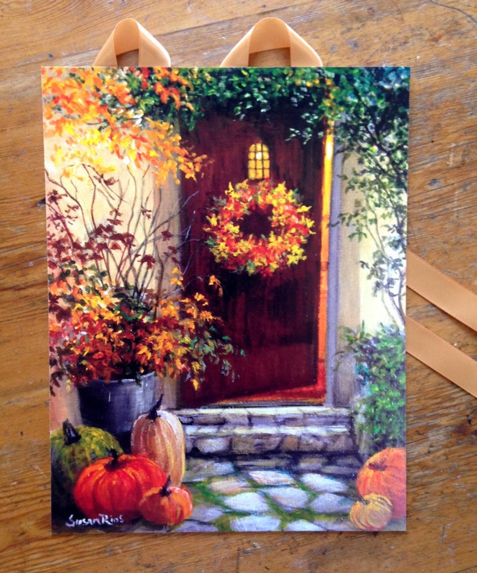 Autumn Door Autumn Art Print Autumn Decor Fall Leaves | Etsy