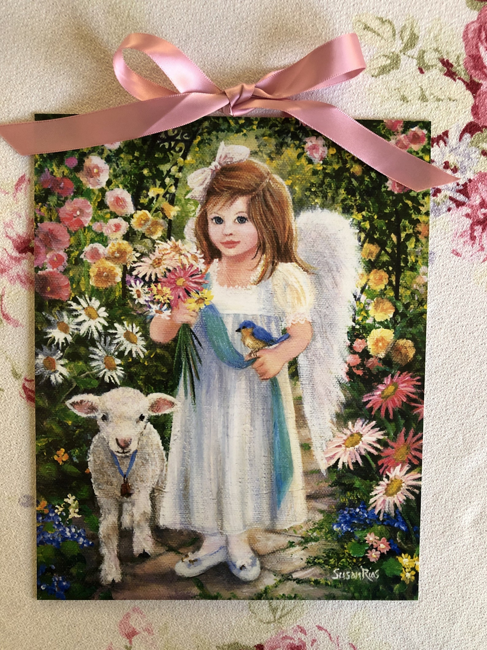 April Angel Art Print Springtime Angel Angel and Lamb | Etsy