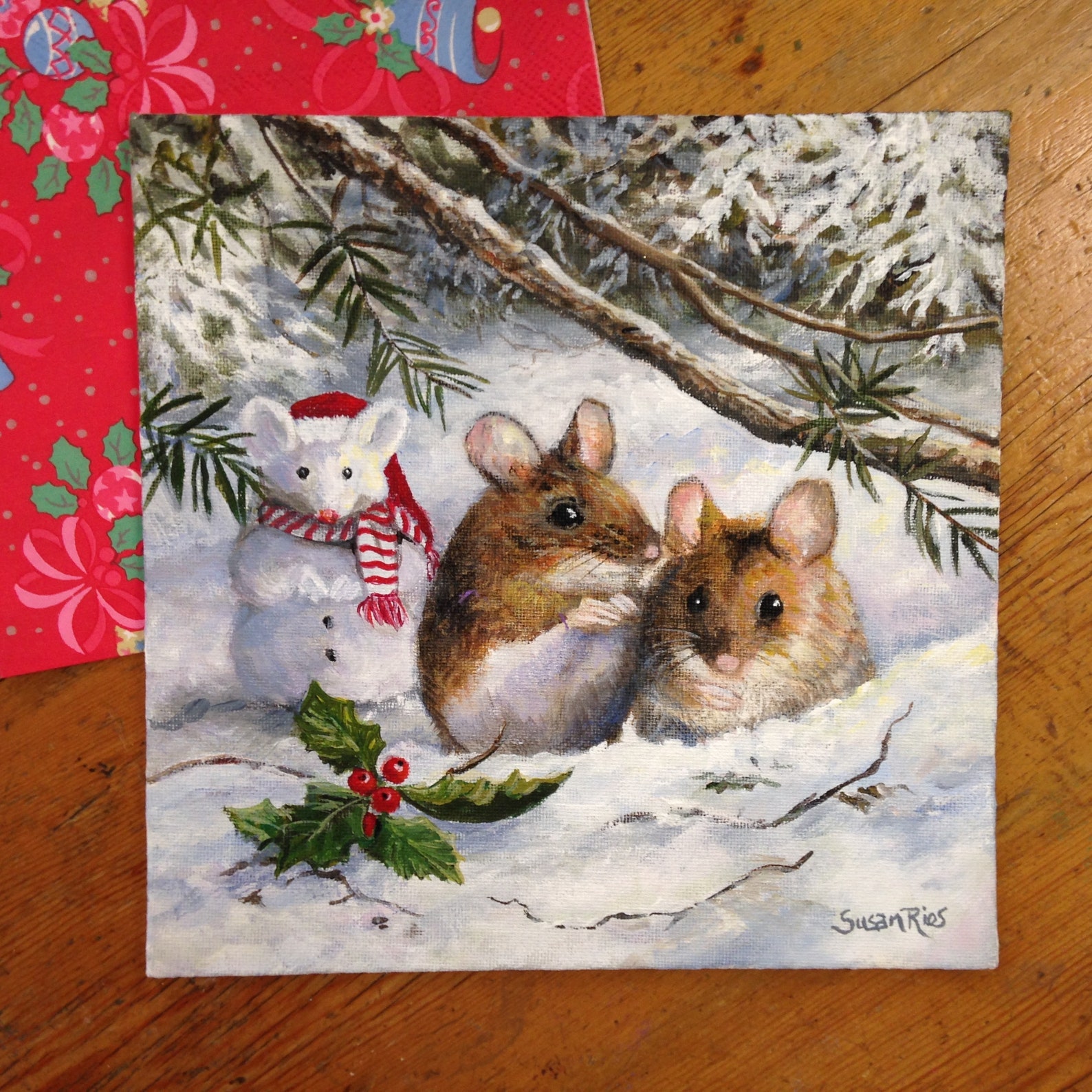 Snow Mouse Mice in Snow Two Mice in Snow Mice Art Print - Etsy