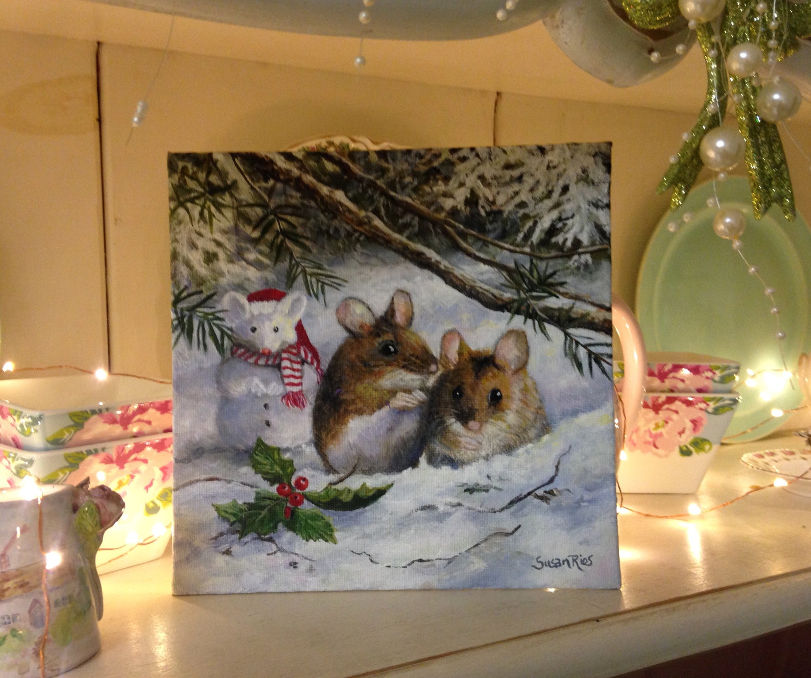 Snow Mouse Mice in Snow Two Mice in Snow Mice Art Print - Etsy