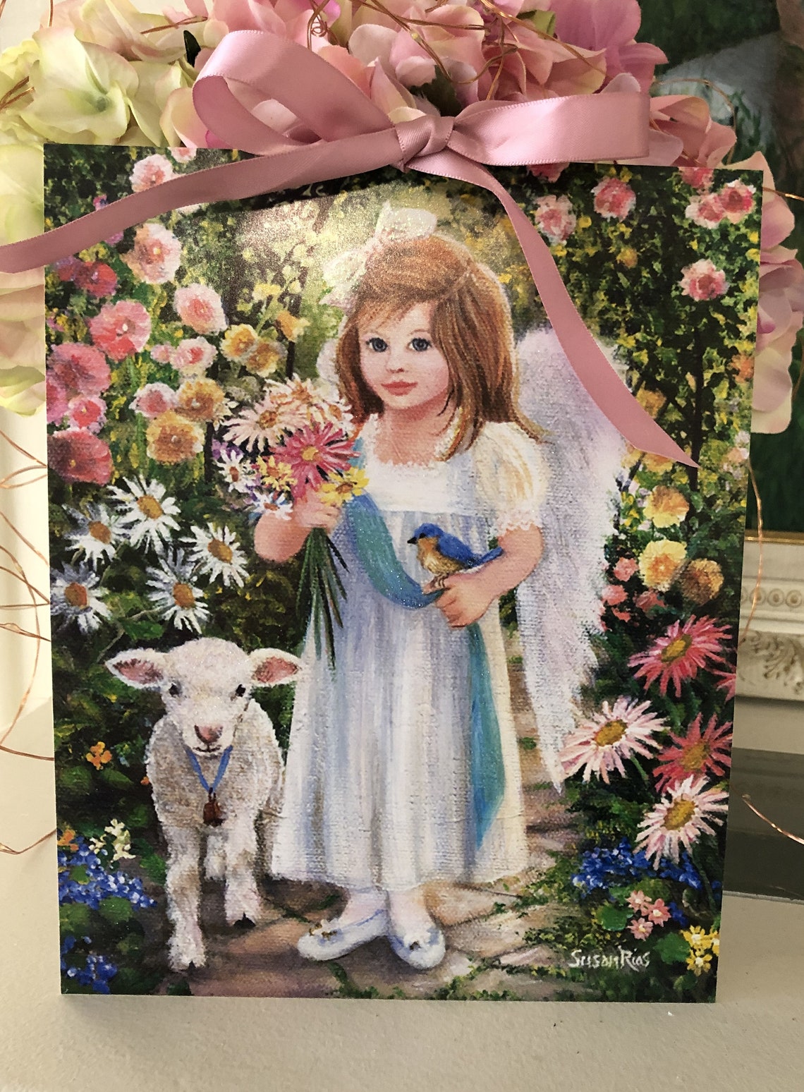 April Angel Art Print Springtime Angel Angel and Lamb - Etsy