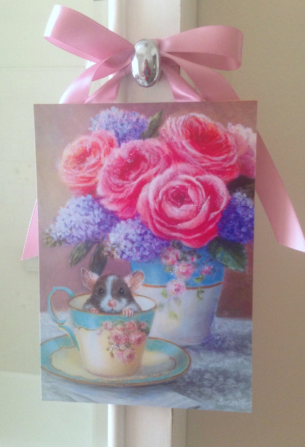 Mouse In A Teacup Print Mouse Print Teacup Print Floral Art | Etsy