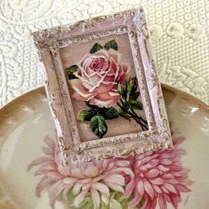 Miniature Art of Vintage Pink Rose, Soft Pink Rose Art, Miniature ...