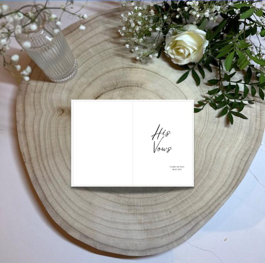 His/her Vows White Wedding Printable Template Wedding Vow Template ...