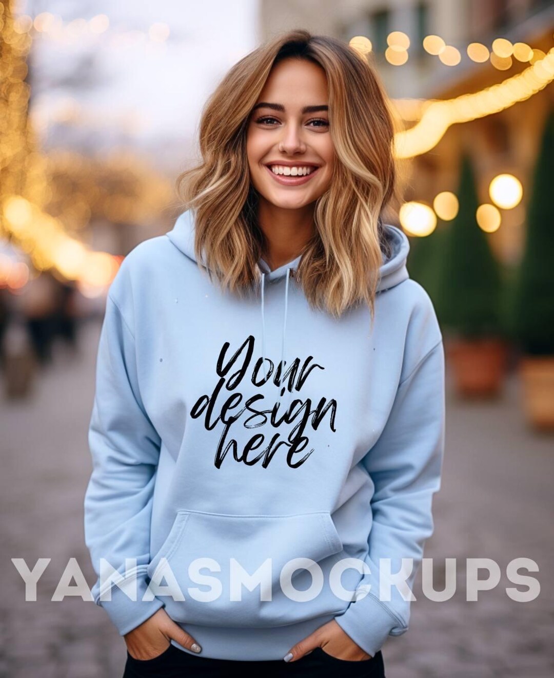 Gildan 18500 Light Blue Hoodie Mockup Oversized Hoodie Mockup Model ...