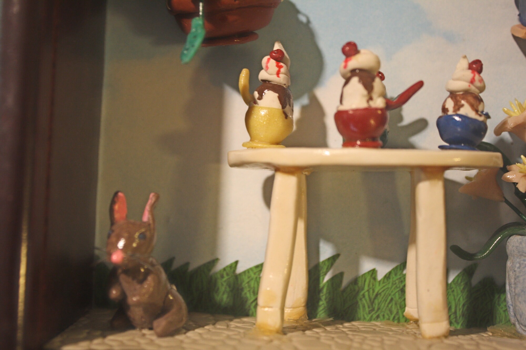 Hand-sculpted Miniature Room Box Scene-patio Ice Cream Party - Etsy