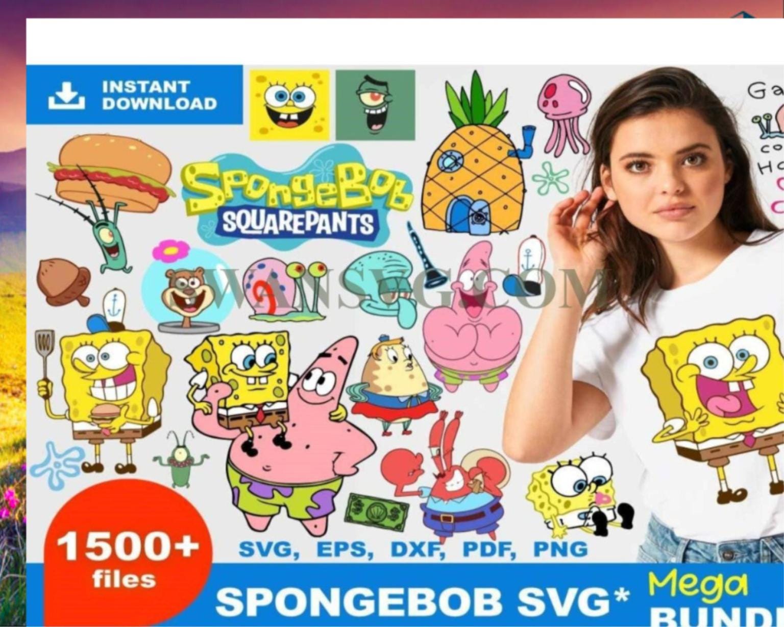 1500 Spongebob Mega Bundle, Trending Svg, Spongebob Characters Svg - Etsy