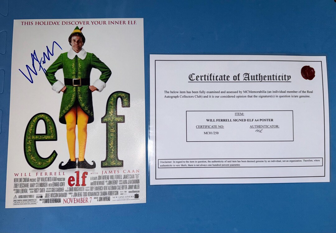 Will Ferrell Signed Elf A4 Film Poster With COA - Etsy