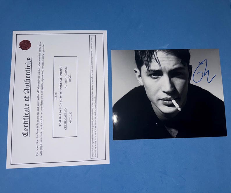Tom Hardy Signed Portrait Photo With COA - Etsy