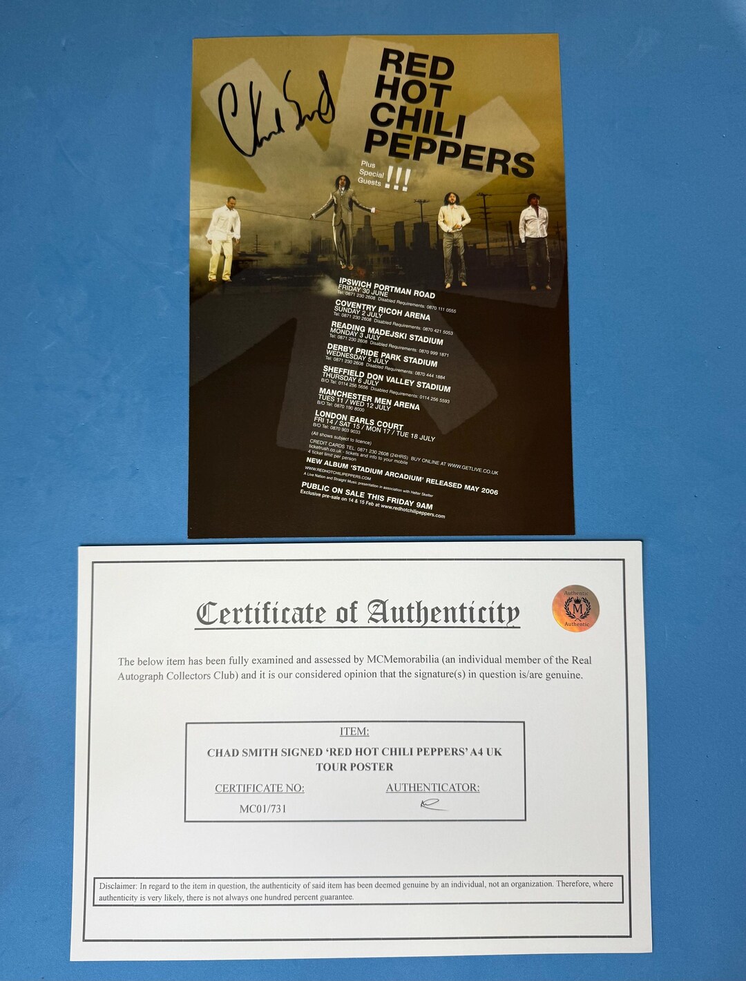 Chad Smith Signed 'red Hot Chili' Peppers A4 UK Tour Poster - Etsy