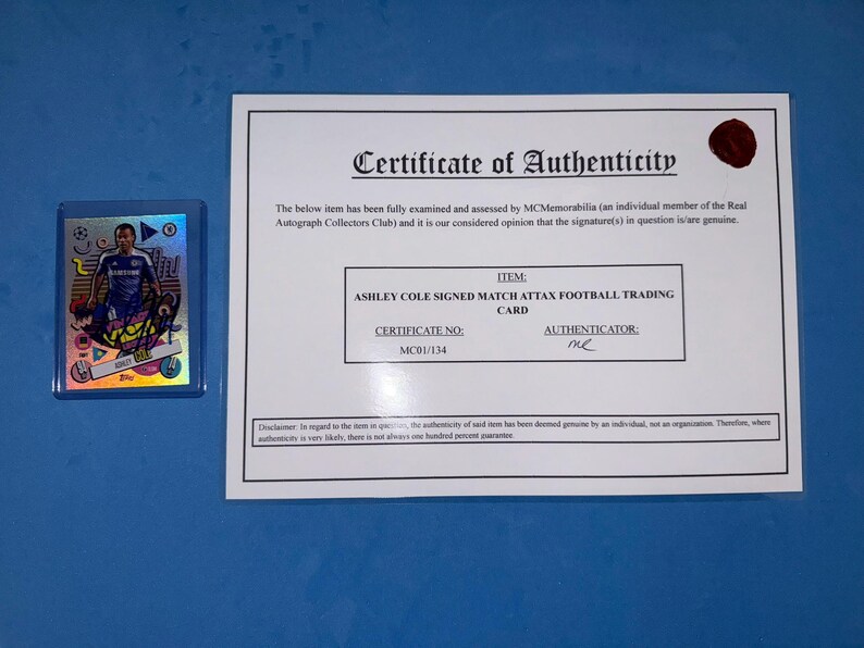 Ashley Cole Signed Match Attax Card With COA - Etsy