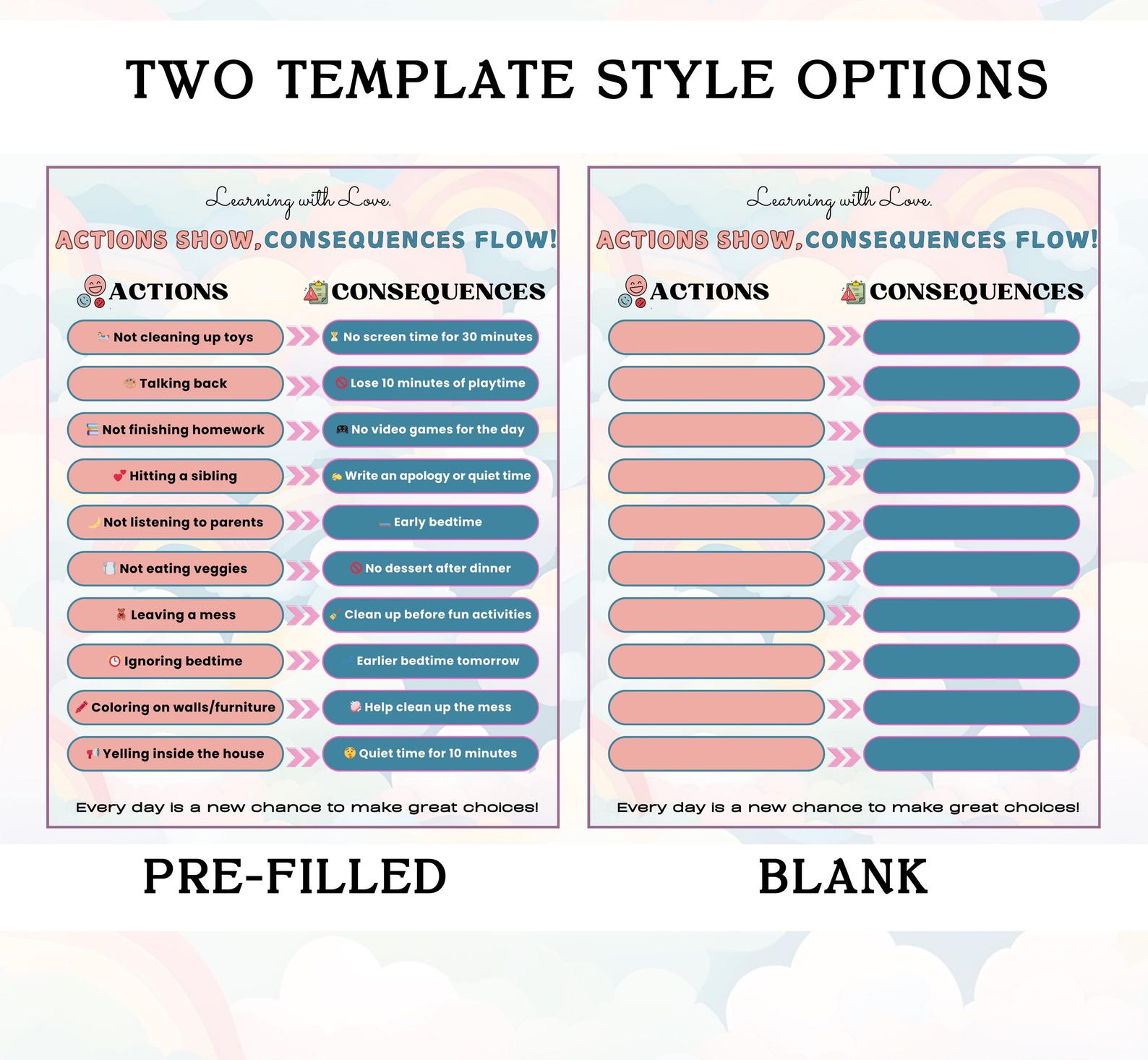Action Consequence Chart, Printable Kids Behavior Consequence Chart ...