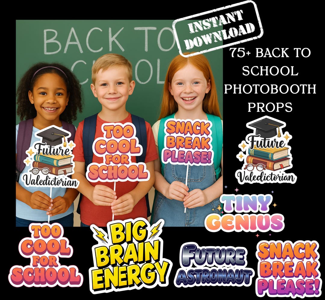 Back to School Photo Booth Props Printable, 75+ First Day of School ...