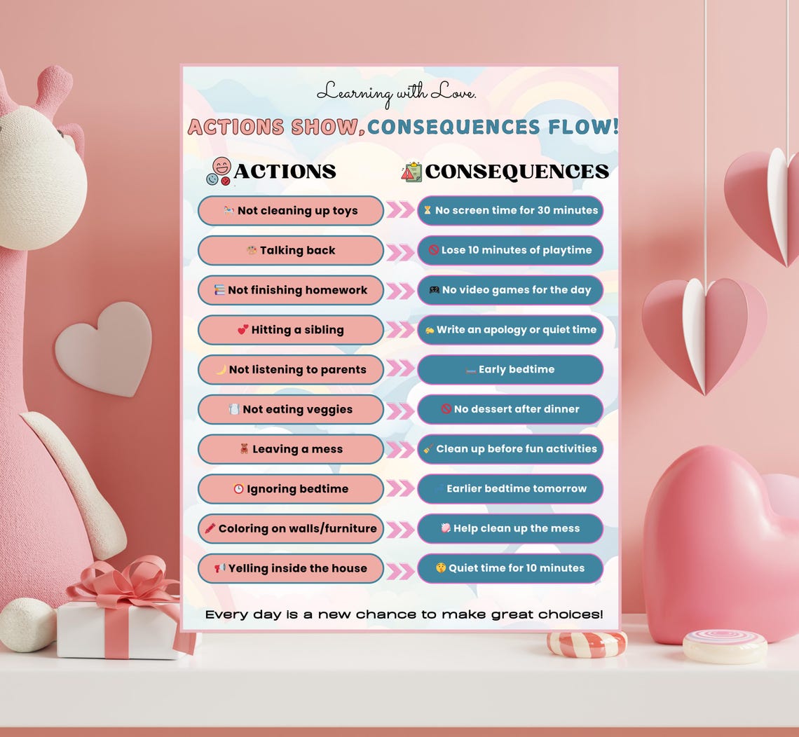 Action Consequence Chart, Printable Kids Behavior Consequence Chart ...