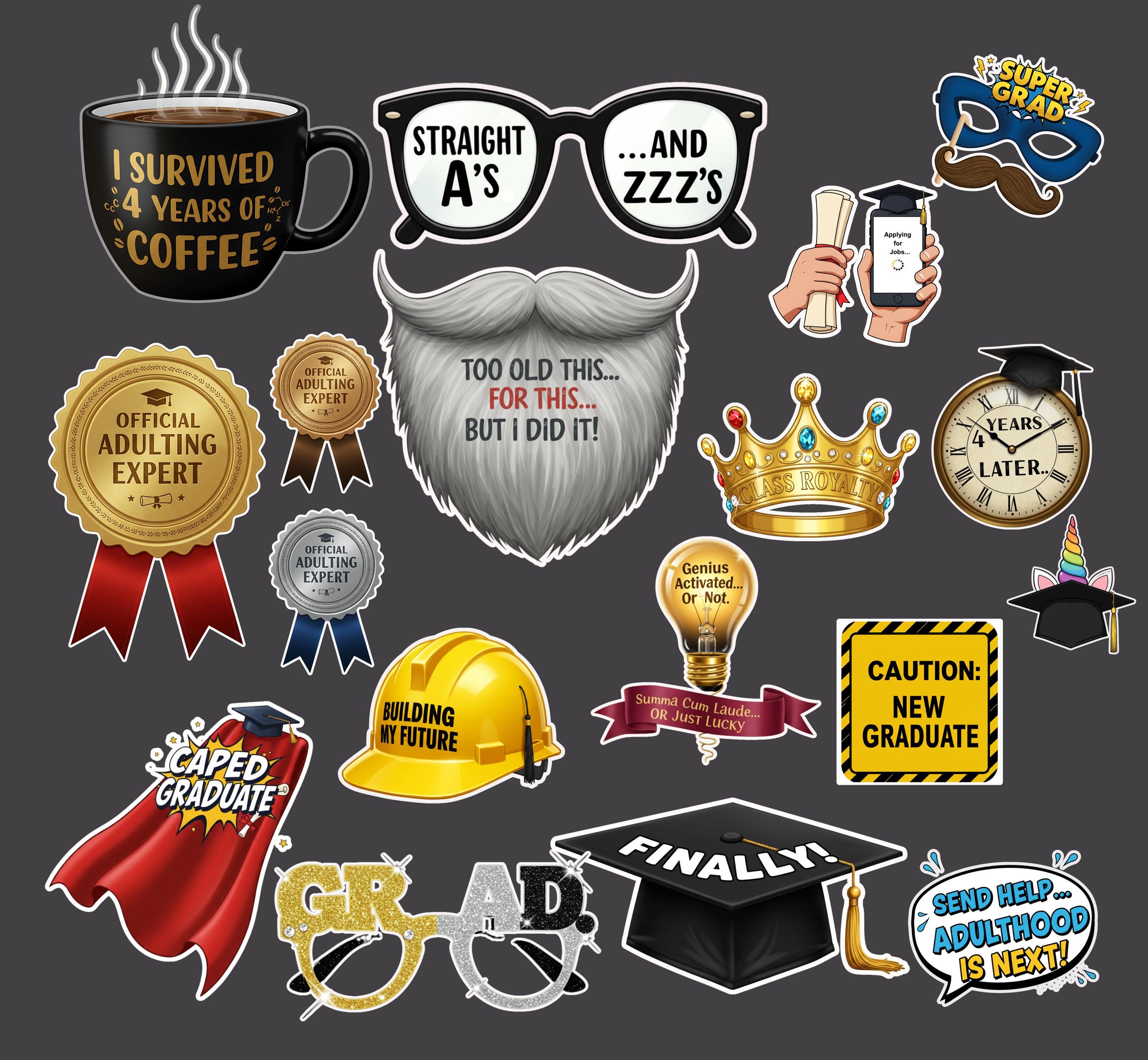 2025 Graduation Photo Booth Props Printable, Graduation Props PNG ...