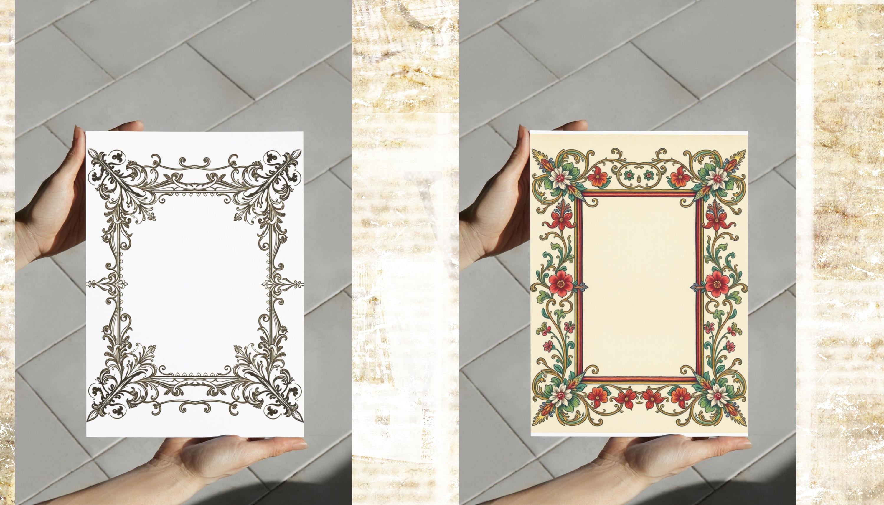 30+ Medieval Themed Paper Frames, Vintage Medieval Manuscript Frame for ...