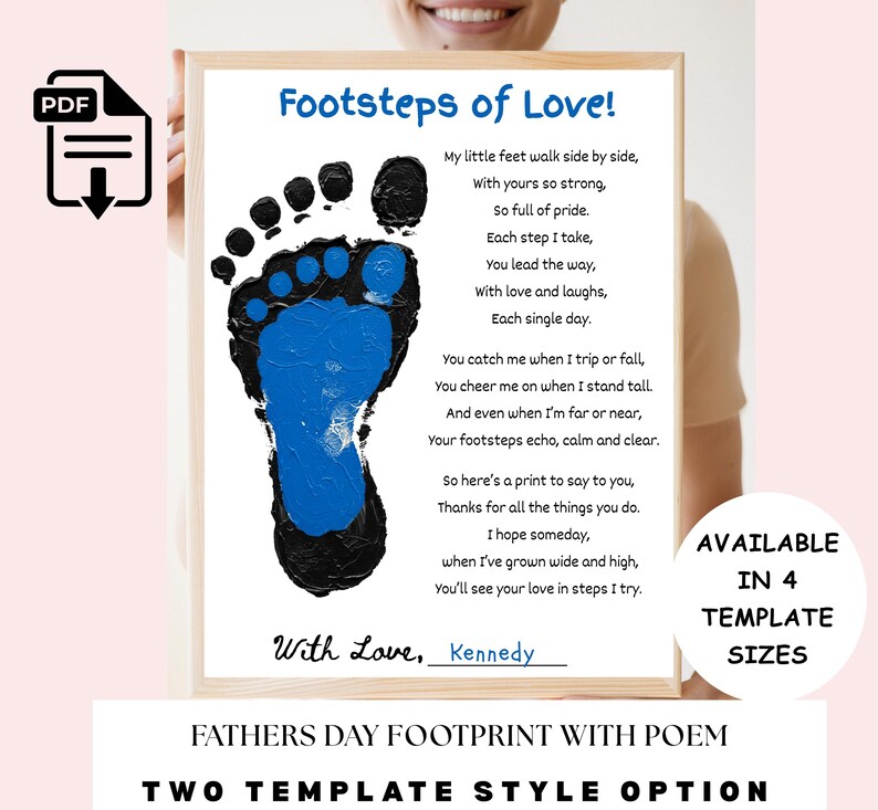 Father's Day Footprint Craft, Printable Boot Print Keepsake, Father's ...