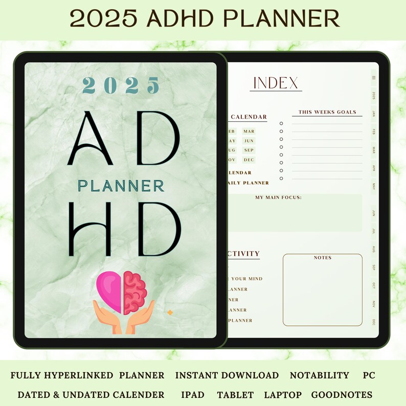 2025 ADHD Planner for Teens, Digital ADHD Journal, Daily, Weekly ...