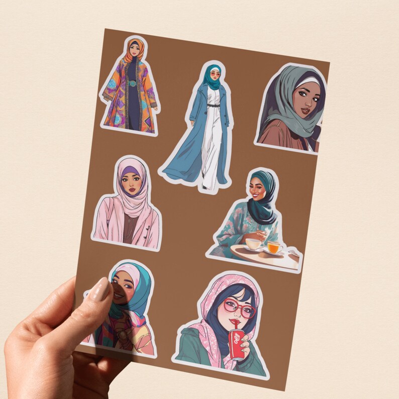 50 Cute Hijabi Stickers, Hijabi Women Clipart Bundle Stickers, Islamic ...