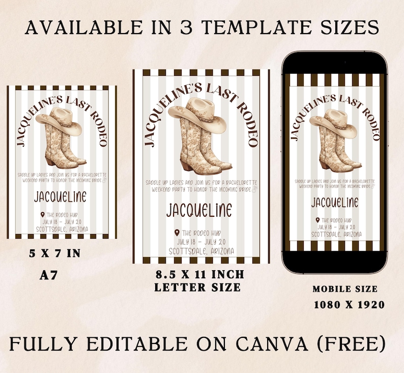 Last Rodeo Bachelorette Invitation: Editable Cowgirl Weekend Itinerary ...