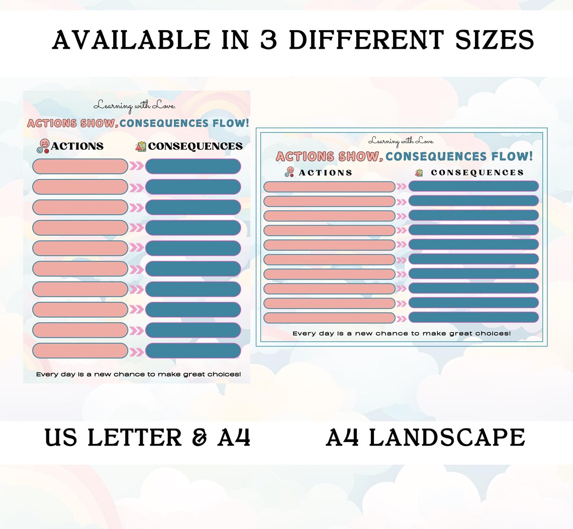 Action Consequence Chart, Printable Kids Behavior Consequence Chart ...