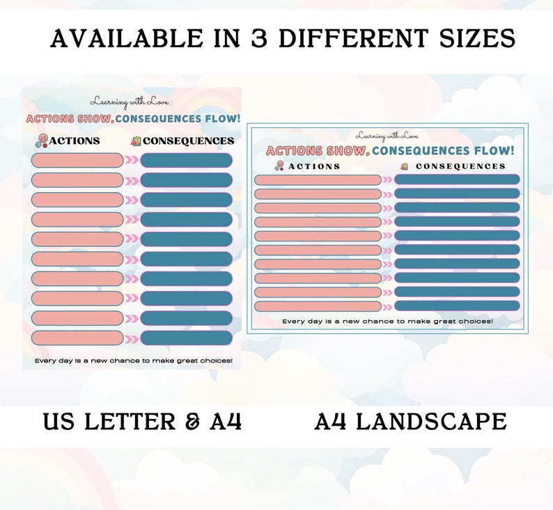 Action Consequence Chart, Printable Kids Behavior Consequence Chart ...