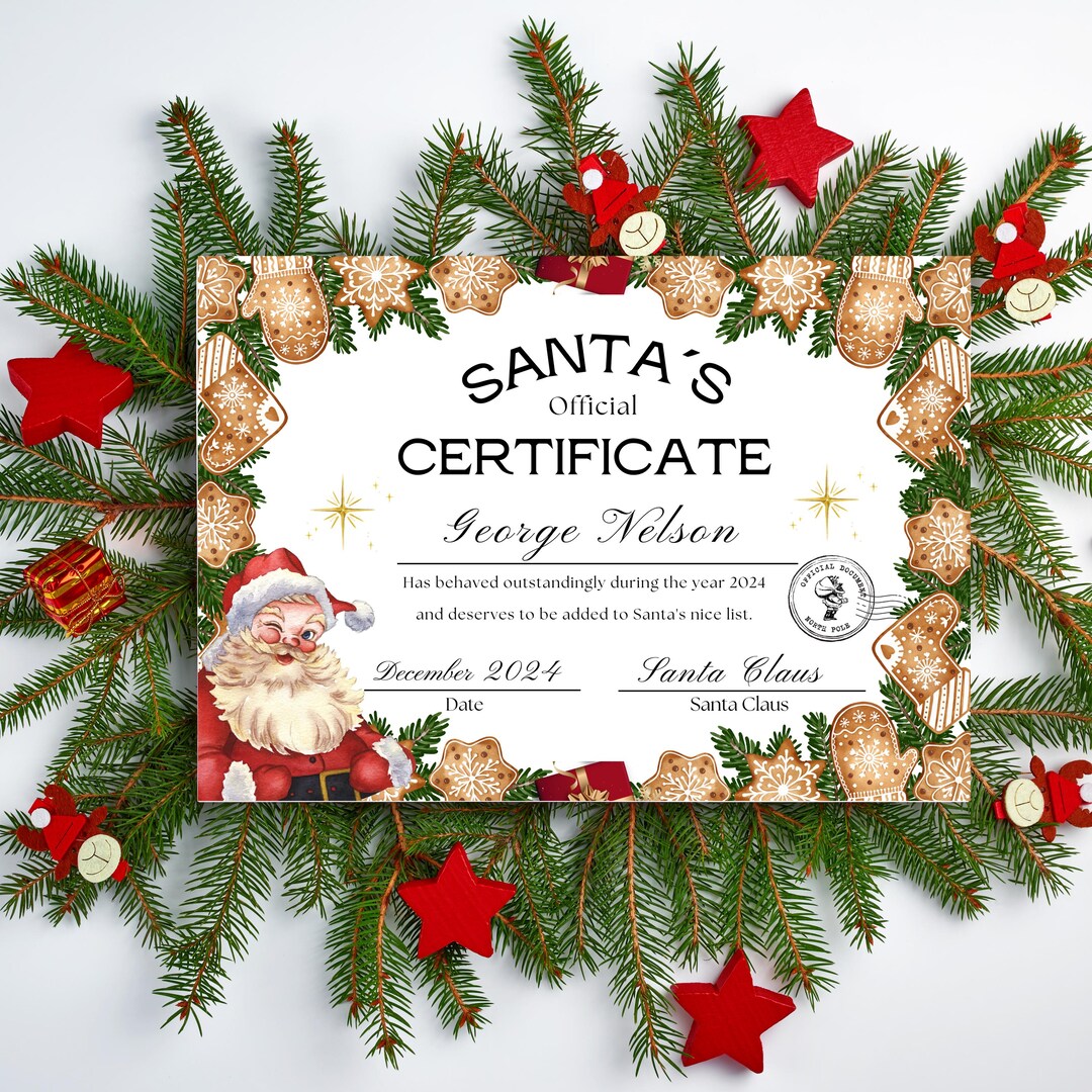 Printable Santa's Nice List Certificate for Kids, 2025 Editable ...