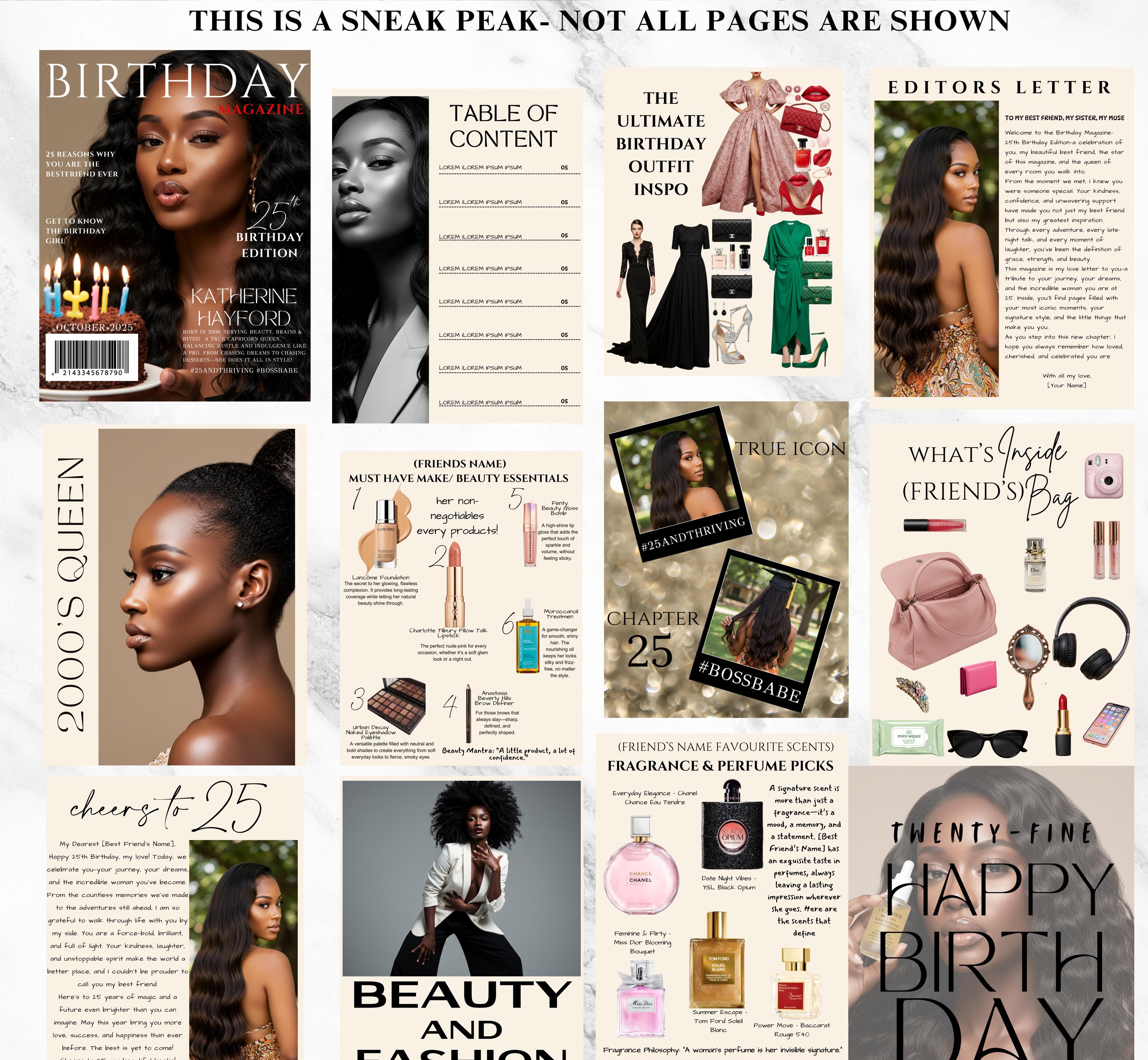 Vogue Birthday Magazine Template Canva, Personalized Birthday Magazine ...
