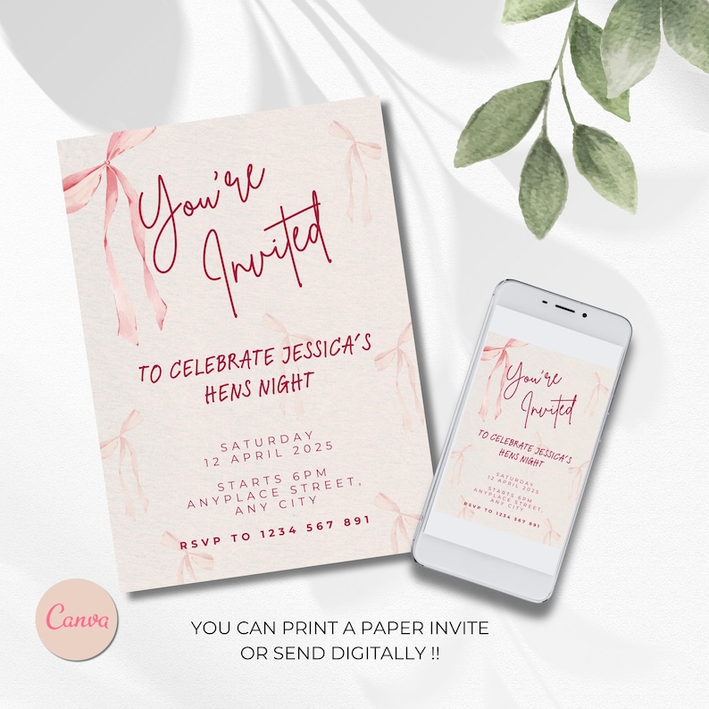 Hens Party Invite Editable Template, Hens Party, Bachelorette Night ...