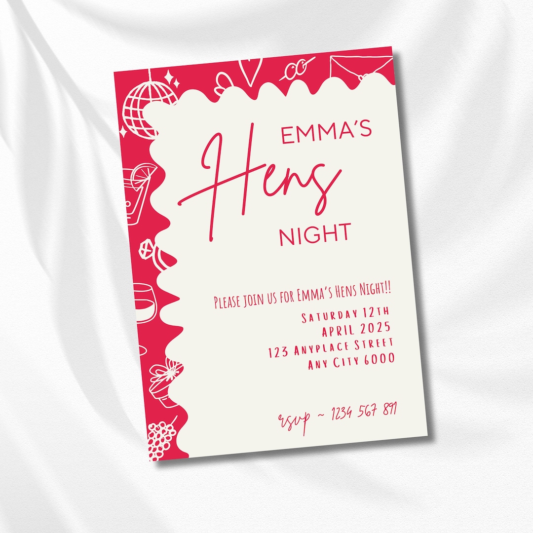 Hens Party Invite Editable Template, Hens Party, Bachelorette Night ...