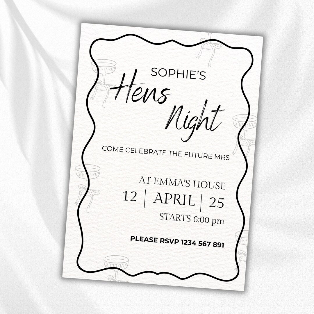 Hens Party Invite Editable Template, Hens Party, Bachelorette Night ...
