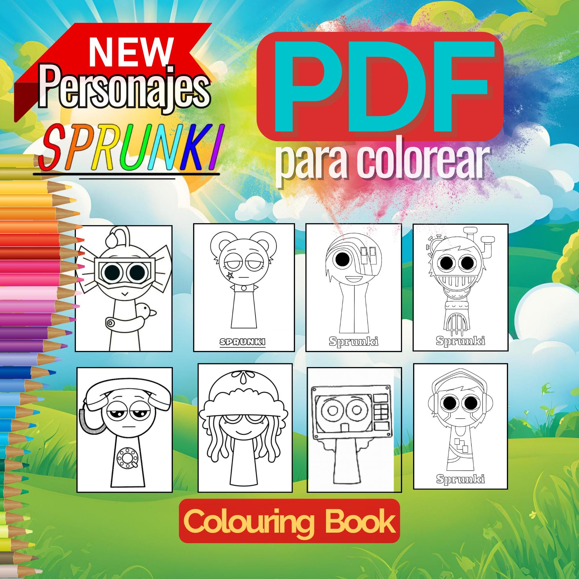 Libro para colorear Sprunki, 26 páginas imprimibles en PDF, Sprunkis ...