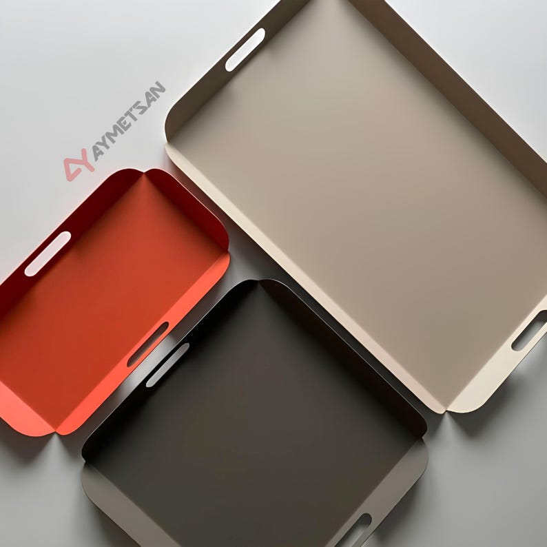 Modern Metal Triple Tray Set: Orange, Cream, Green Decorative Trays ...