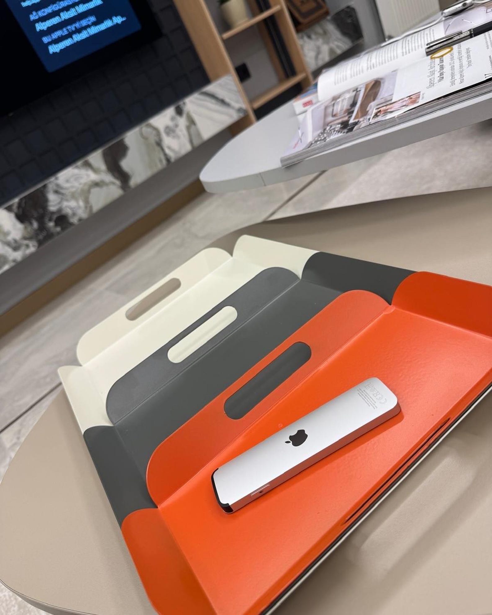 Modern Metal Triple Tray Set: Orange, Cream, Green Decorative Trays ...