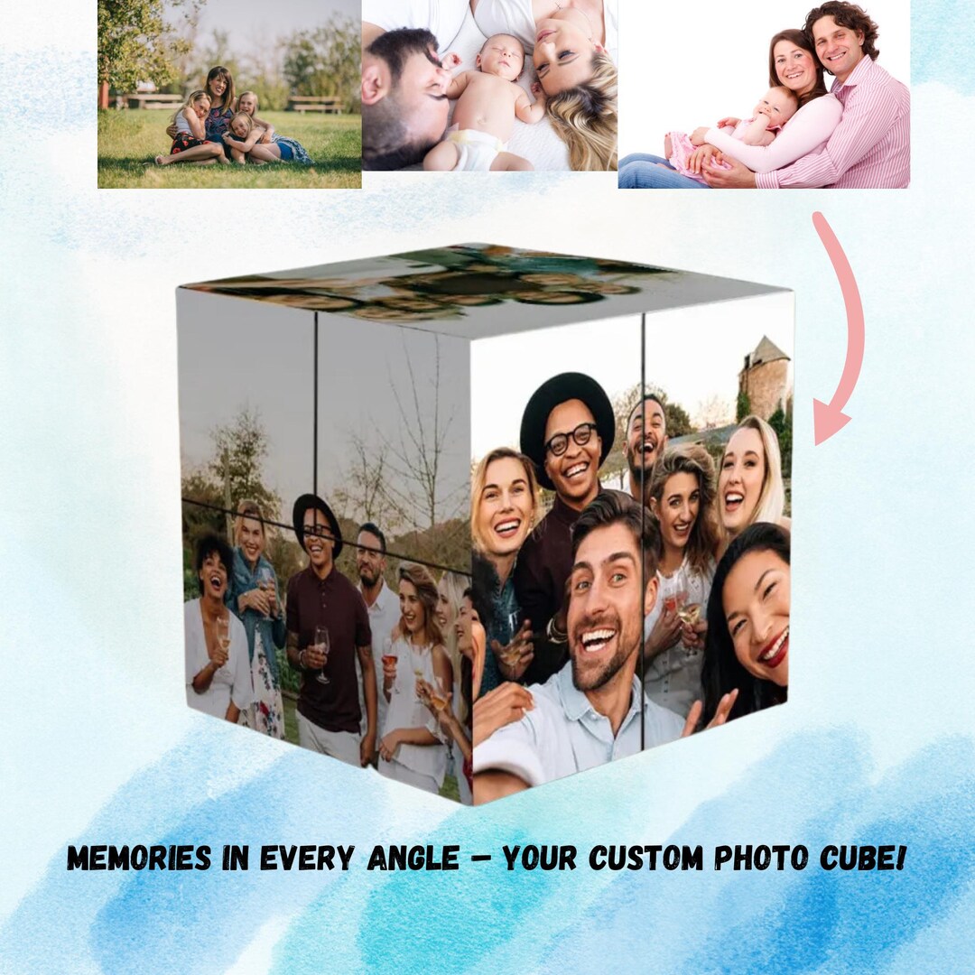 Custom 3D Photo Cube, Photo Wood Cube, Picture Cube, Couples Photo Gift ...